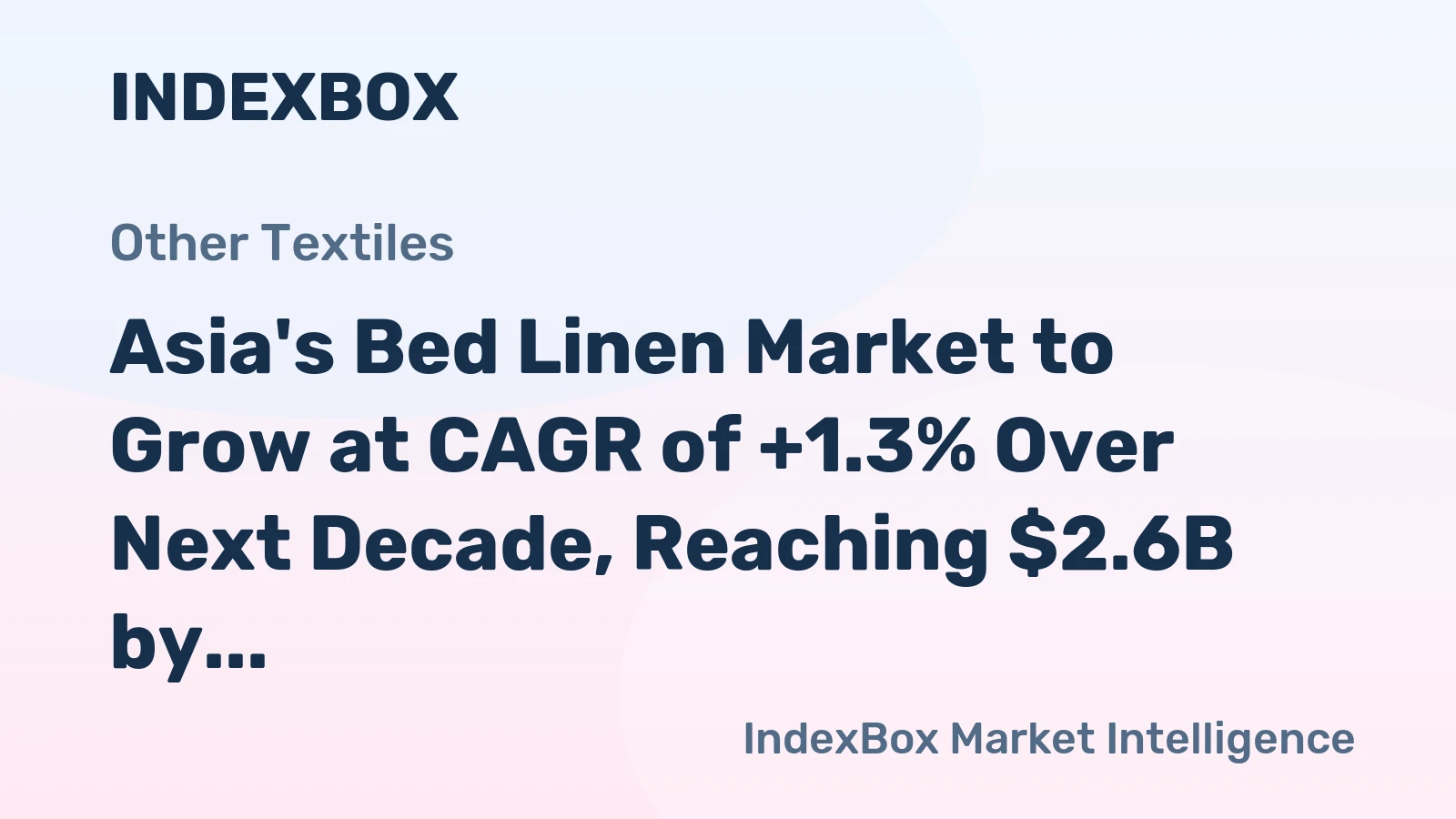 Asia's Bed Linen Market to Grow at CAGR of +1.3% Over Next Decade, Reaching $2.6B by 2035