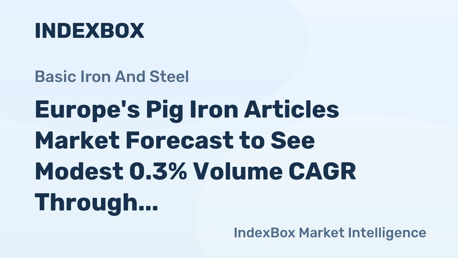 Europe's Pig Iron Articles Market Forecast to See Modest 0.3% Volume CAGR Through 2035