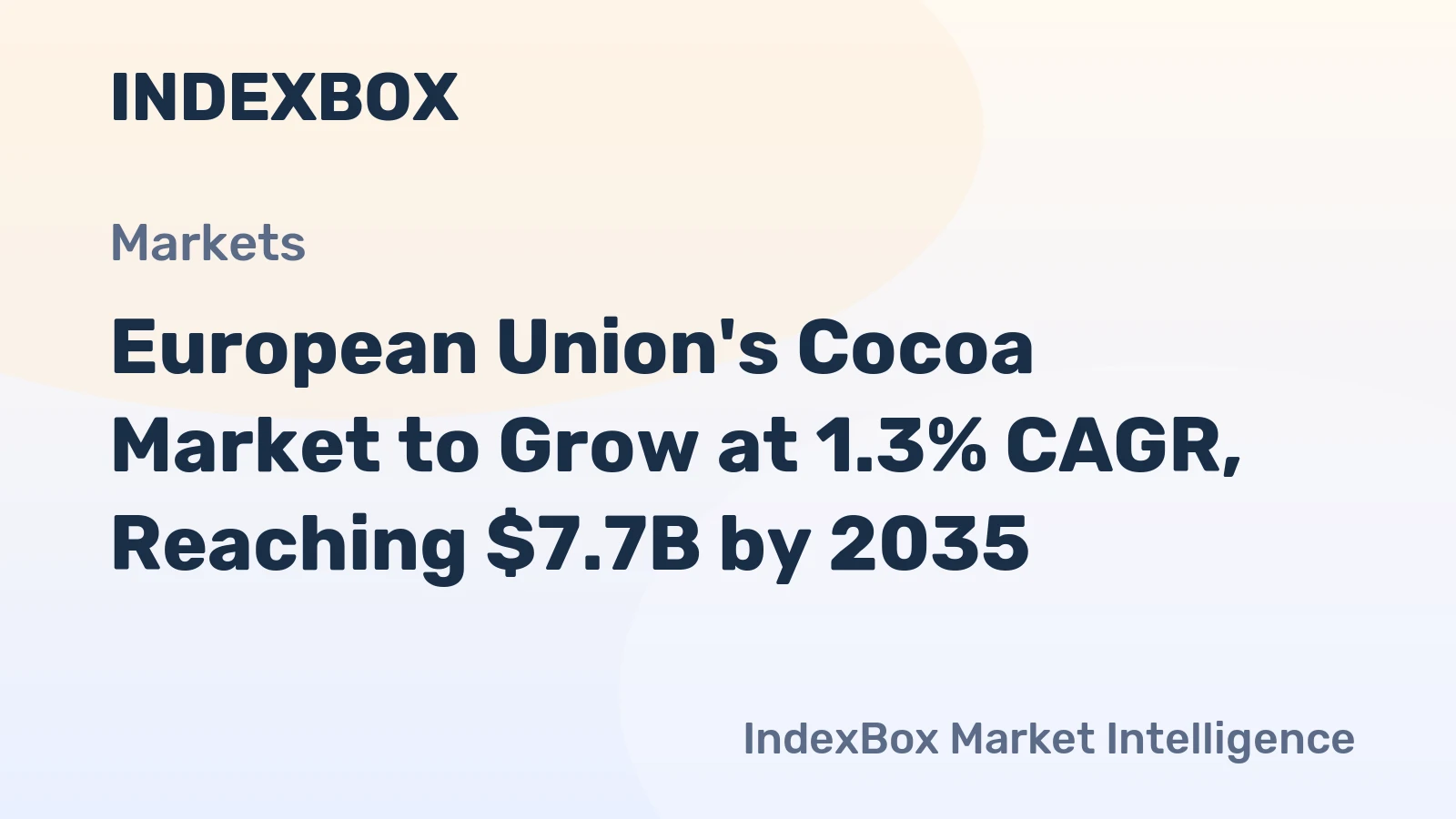 European Union's Cocoa Market to Grow at 1.3% CAGR, Reaching $7.7B by 2035
