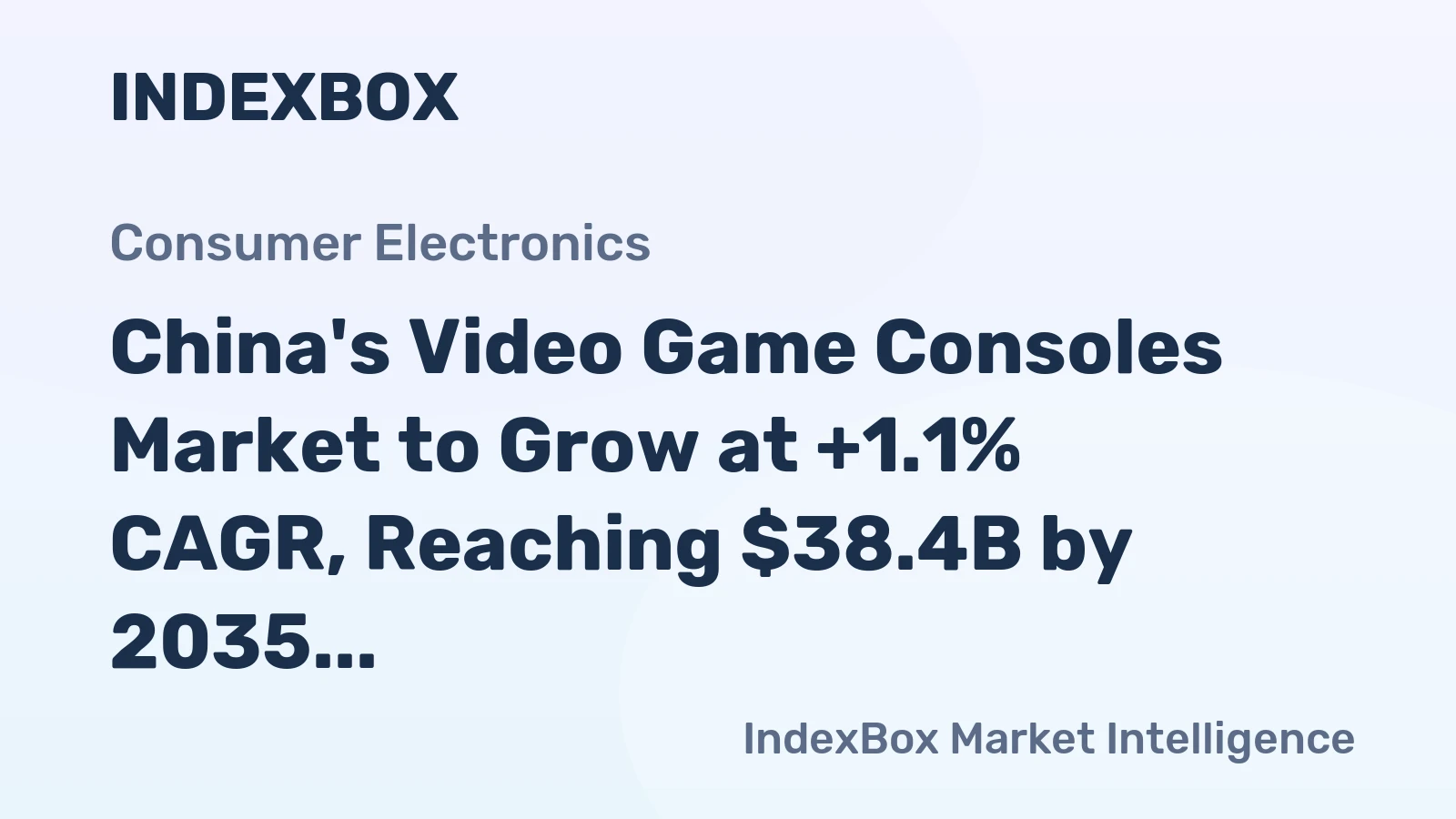 China's Video Game Consoles Market to Grow at +1.1% CAGR, Reaching $38.4B by 2035