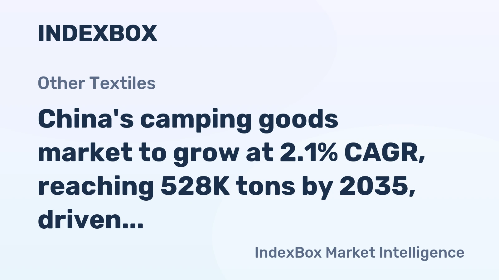 China's camping goods market to grow at 2.1% CAGR, reaching 528K tons by 2035, driven by sustained domestic demand.