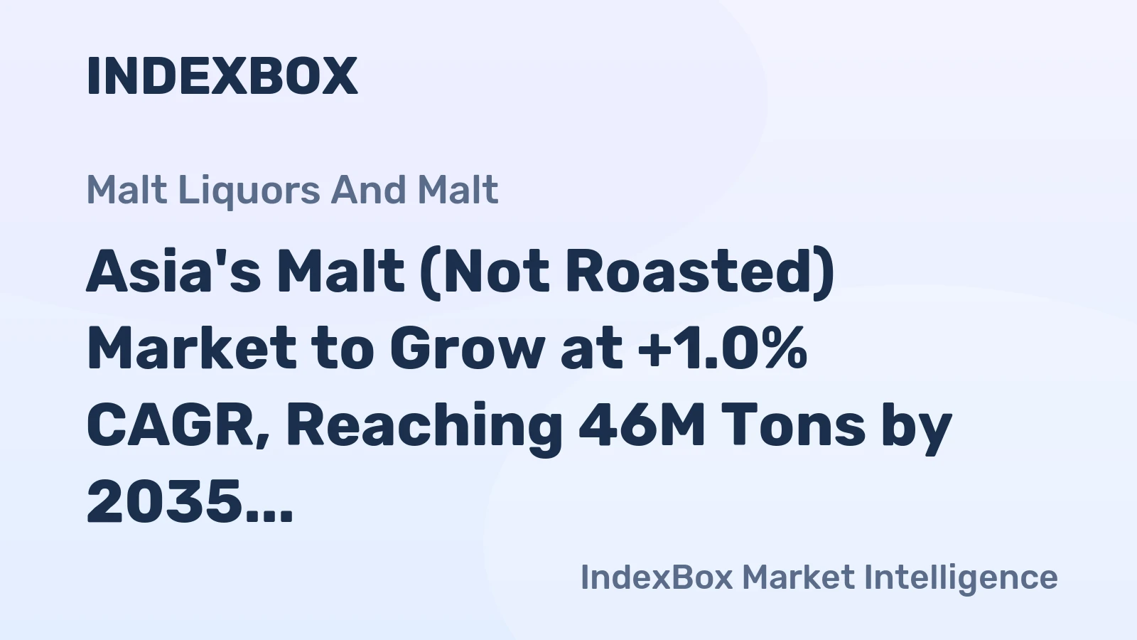 Asia's Malt (Not Roasted) Market to Grow at +1.0% CAGR, Reaching 46M Tons by 2035