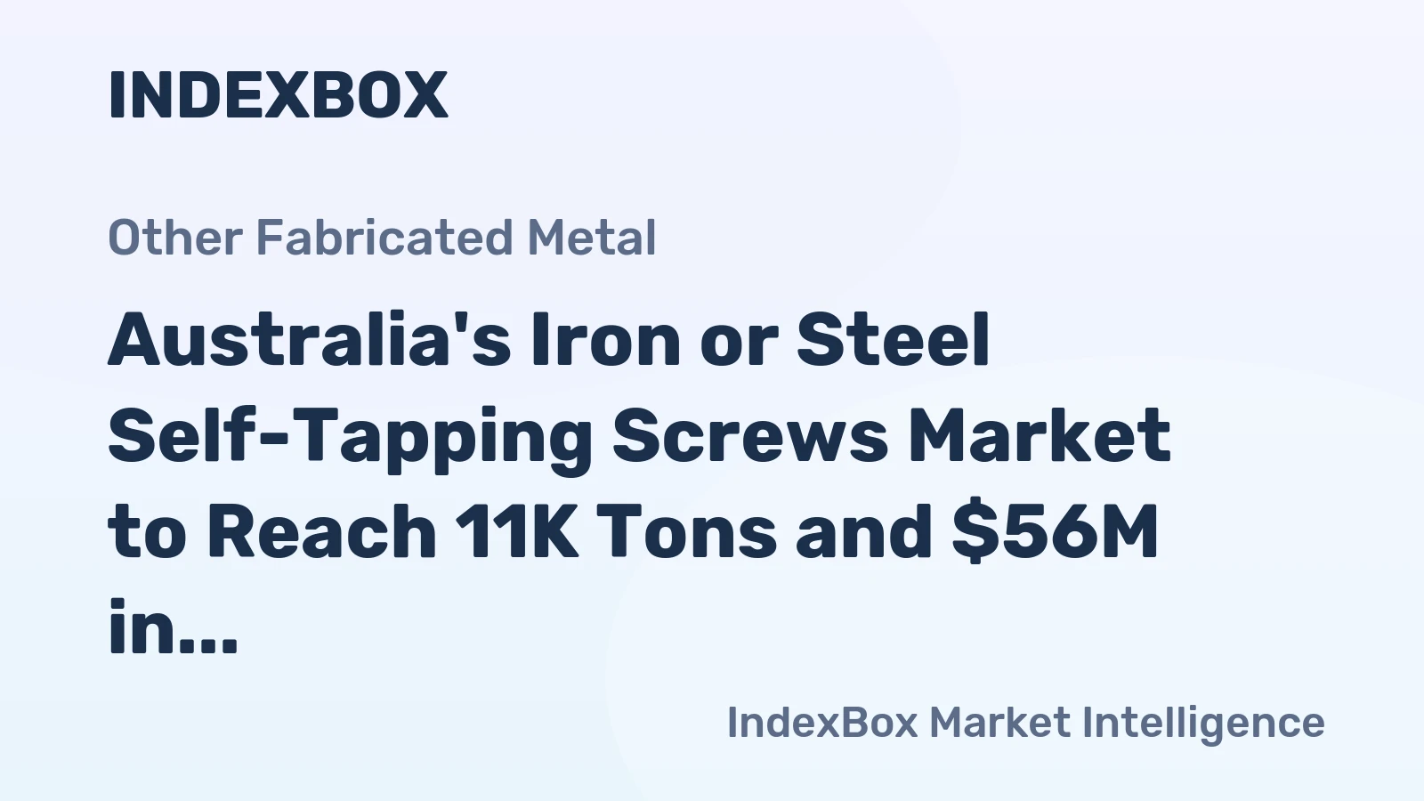 Australia's Iron or Steel Self-Tapping Screws Market to Reach 11K Tons and $56M in 2035