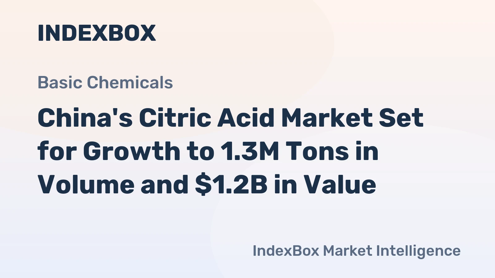 China's Citric Acid Market Set for Growth to 1.3M Tons in Volume and $1.2B in Value