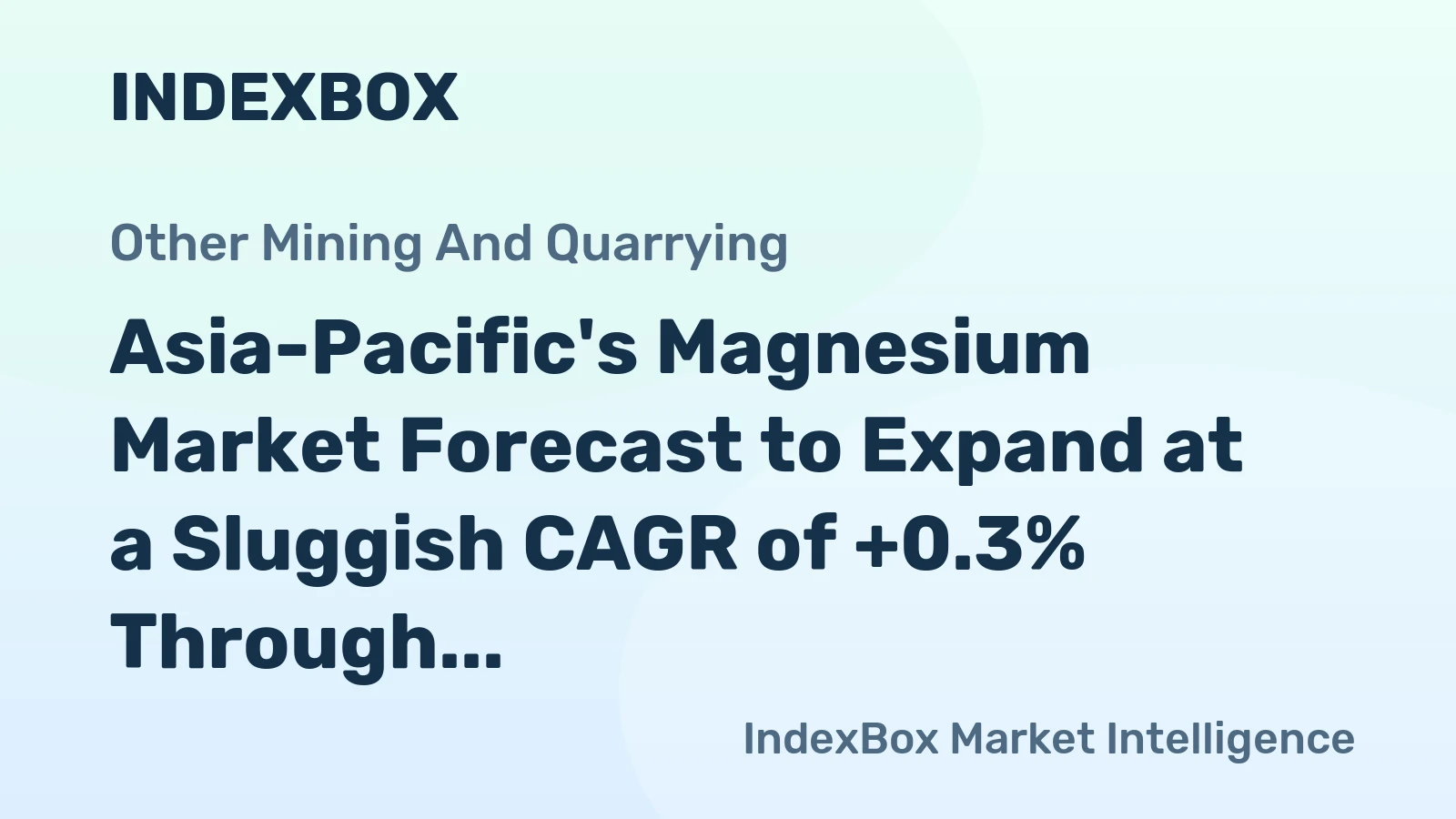 Asia-Pacific's Magnesium Market Forecast to Expand at a Sluggish CAGR of +0.3% Through 2035