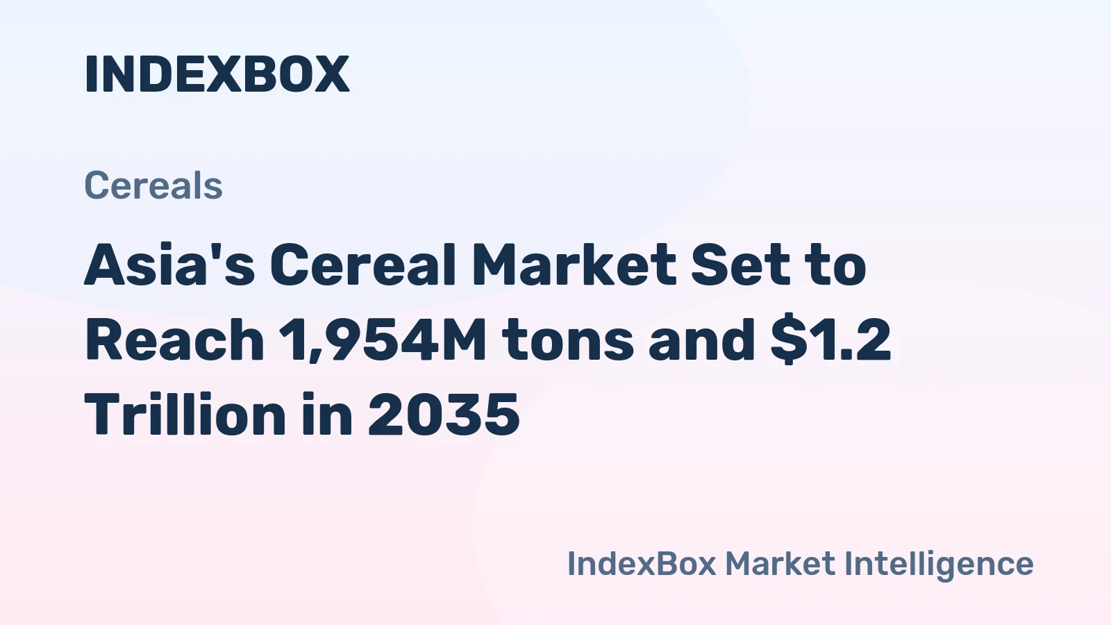 Asia's Cereal Market Set to Reach 1,954M tons and $1.2 Trillion in 2035