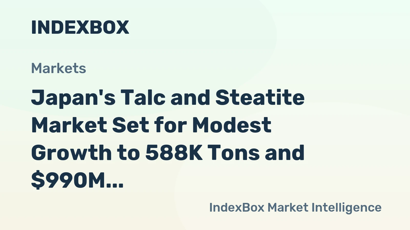 Japan's Talc and Steatite Market Set for Modest Growth to 588K Tons and $990M Value