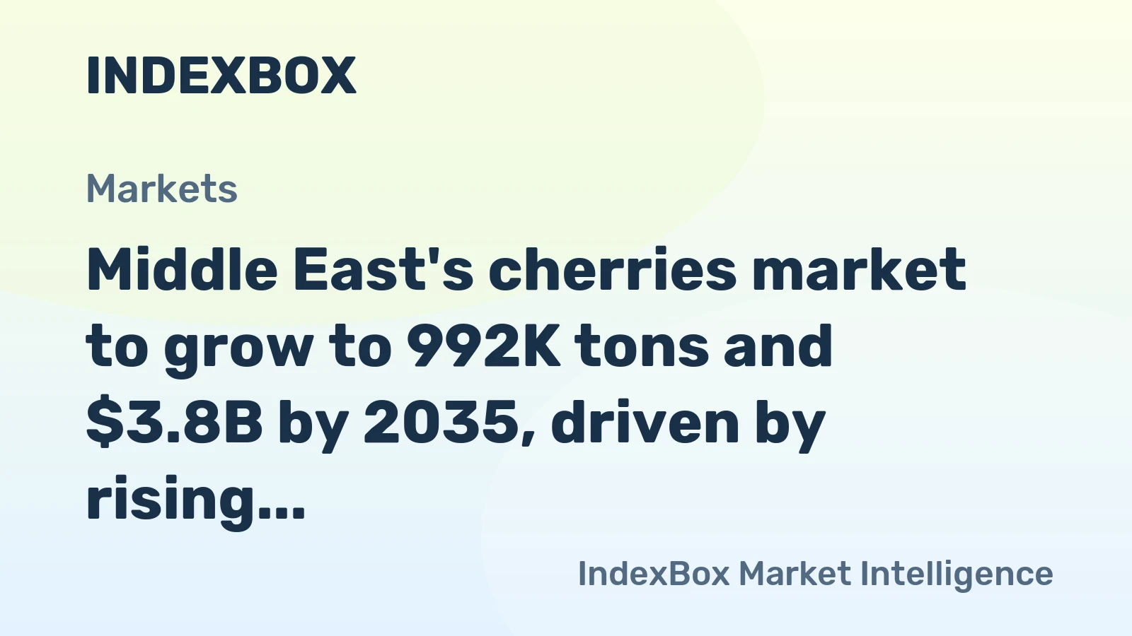 Middle East's cherries market to grow to 992K tons and $3.8B by 2035, driven by rising demand.