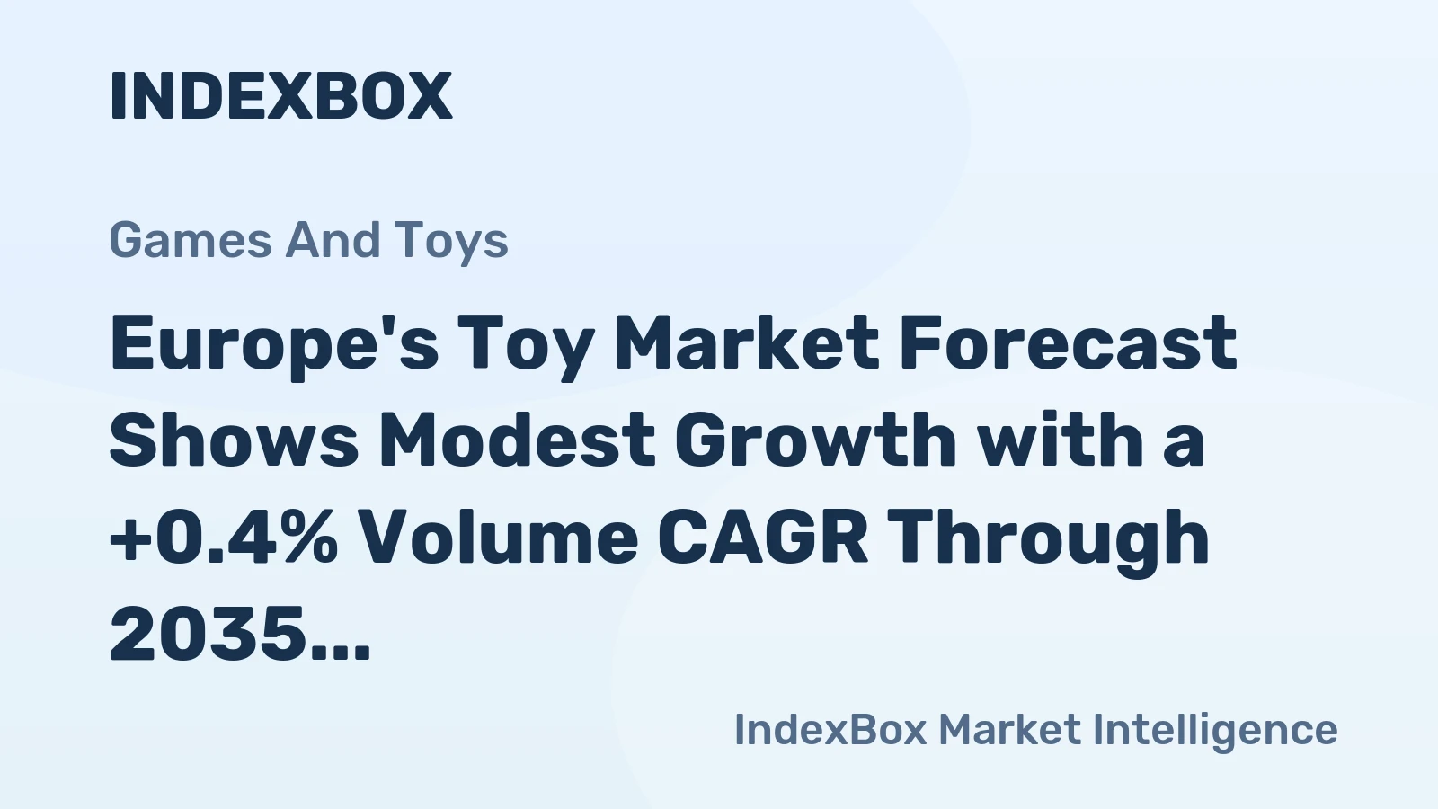 Europe's Toy Market Forecast Shows Modest Growth with a +0.4% Volume CAGR Through 2035