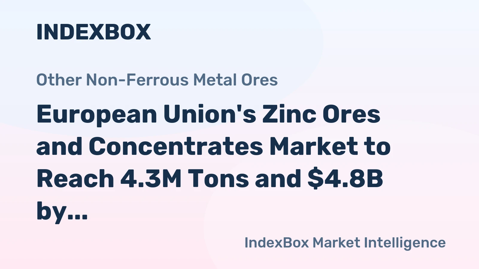 European Union's Zinc Ores and Concentrates Market to Reach 4.3M Tons and $4.8B by 2035