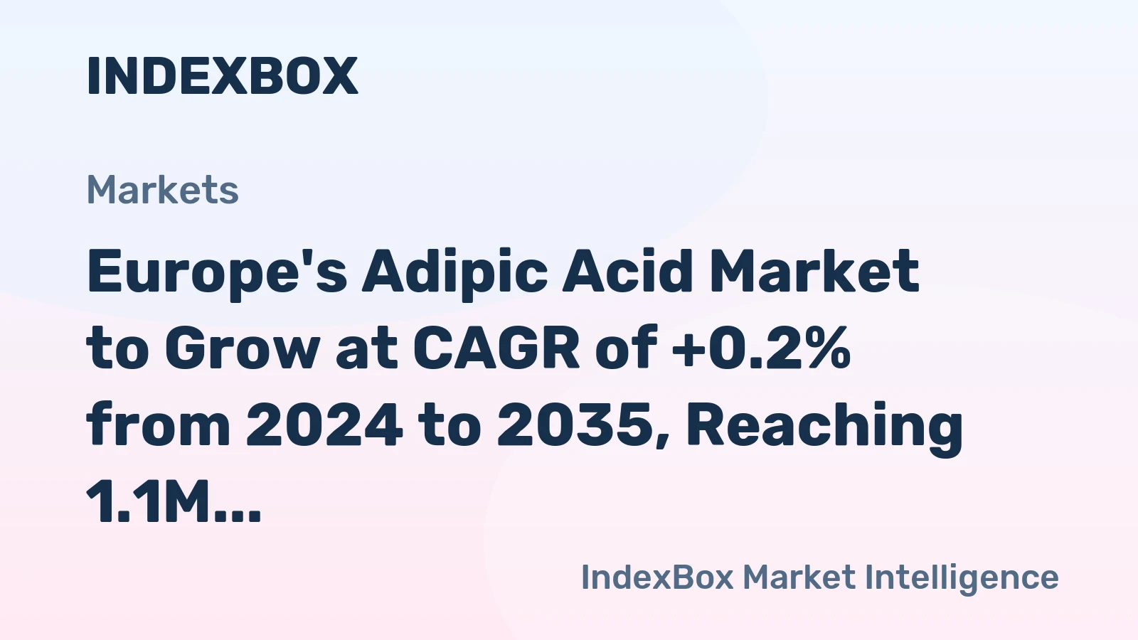 Europe's Adipic Acid Market to Grow at CAGR of +0.2% from 2024 to 2035, Reaching 1.1M Tons