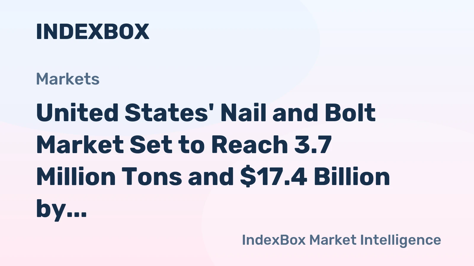United States' Nail and Bolt Market Set to Reach 3.7 Million Tons and $17.4 Billion by 2035