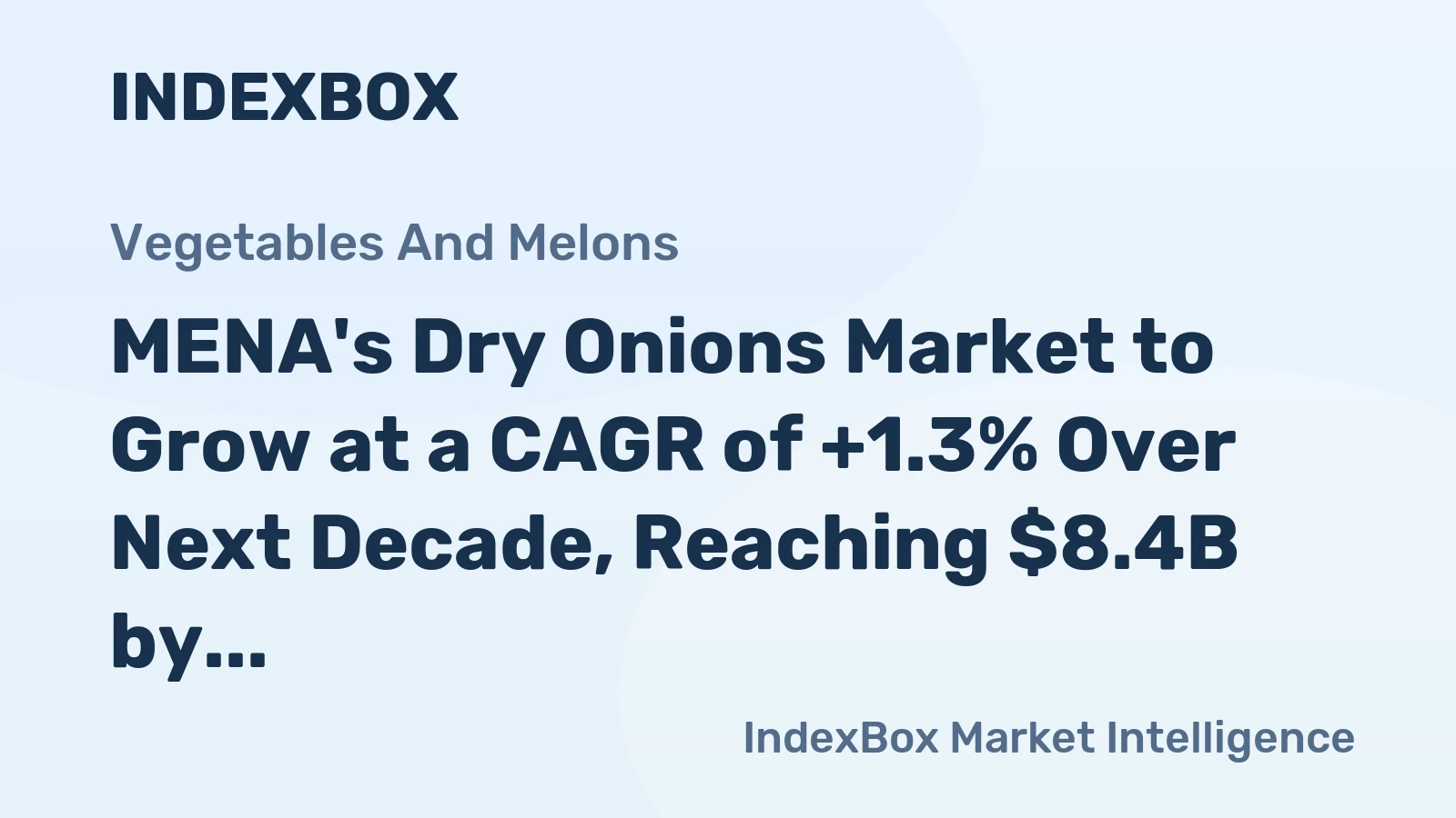 MENA's Dry Onions Market to Grow at a CAGR of +1.3% Over Next Decade, Reaching $8.4B by 2035