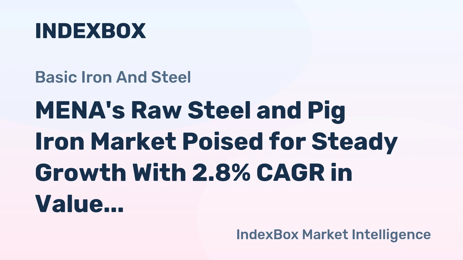 MENA's Raw Steel and Pig Iron Market Poised for Steady Growth With 2.8% CAGR in Value