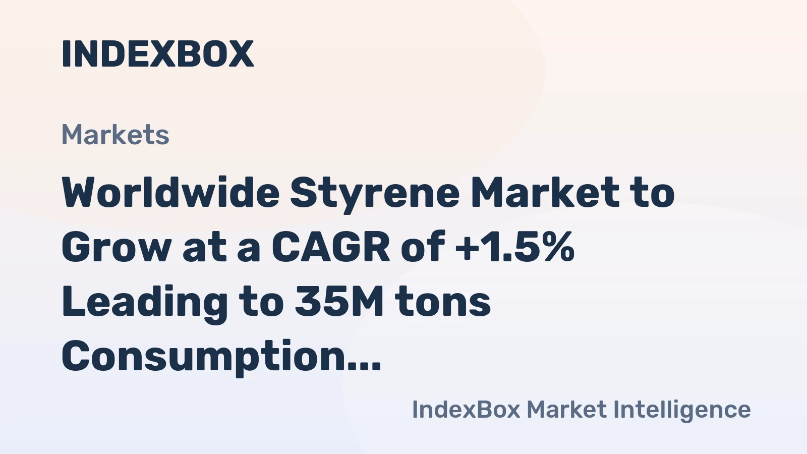 Worldwide Styrene Market to Grow at a CAGR of +1.5% Leading to 35M tons Consumption by 2035