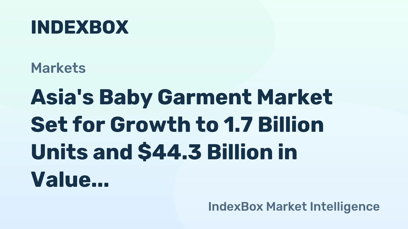 Asia's Baby Garment Market Set for Growth to 1.7 Billion Units and $44.3 Billion in Value