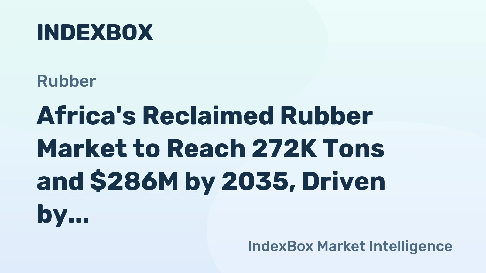 Africa's Reclaimed Rubber Market to Reach 272K Tons and $286M by 2035, Driven by Increasing Demand