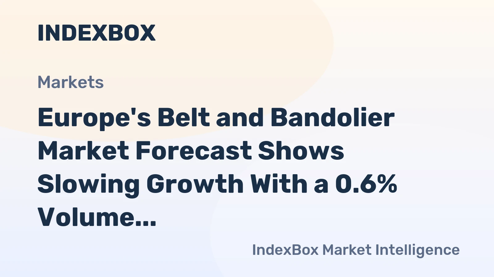 Europe's Belt and Bandolier Market Forecast Shows Slowing Growth With a 0.6% Volume CAGR Through 2035