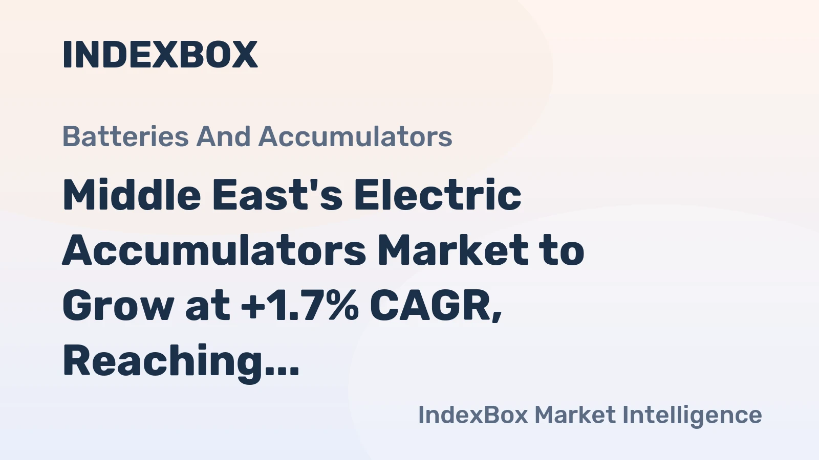 Middle East's Electric Accumulators Market to Grow at +1.7% CAGR, Reaching $8.5B by 2035