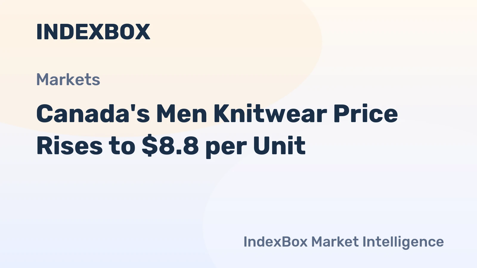 Canada's Men Knitwear Price Rises to $8.8 per Unit