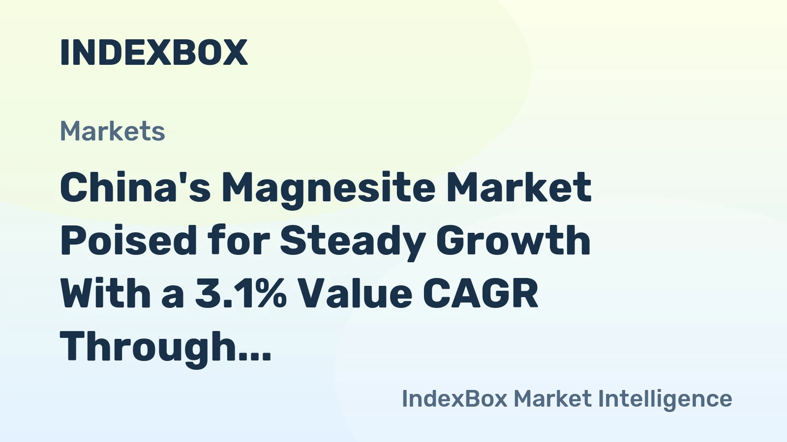 China's Magnesite Market Poised for Steady Growth With a 3.1% Value CAGR Through 2035
