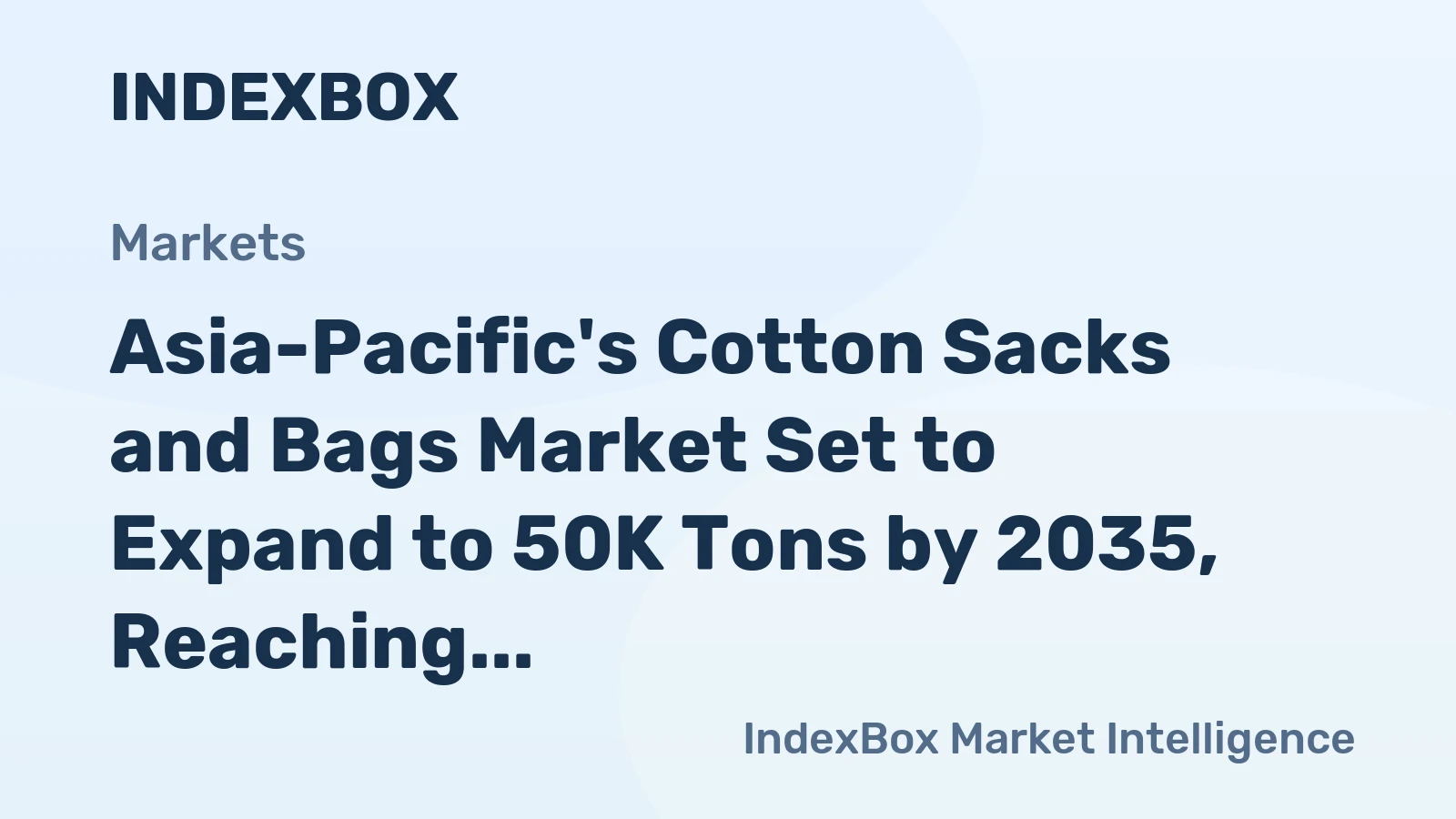 Asia-Pacific's Cotton Sacks and Bags Market Set to Expand to 50K Tons by 2035, Reaching $529M in Value