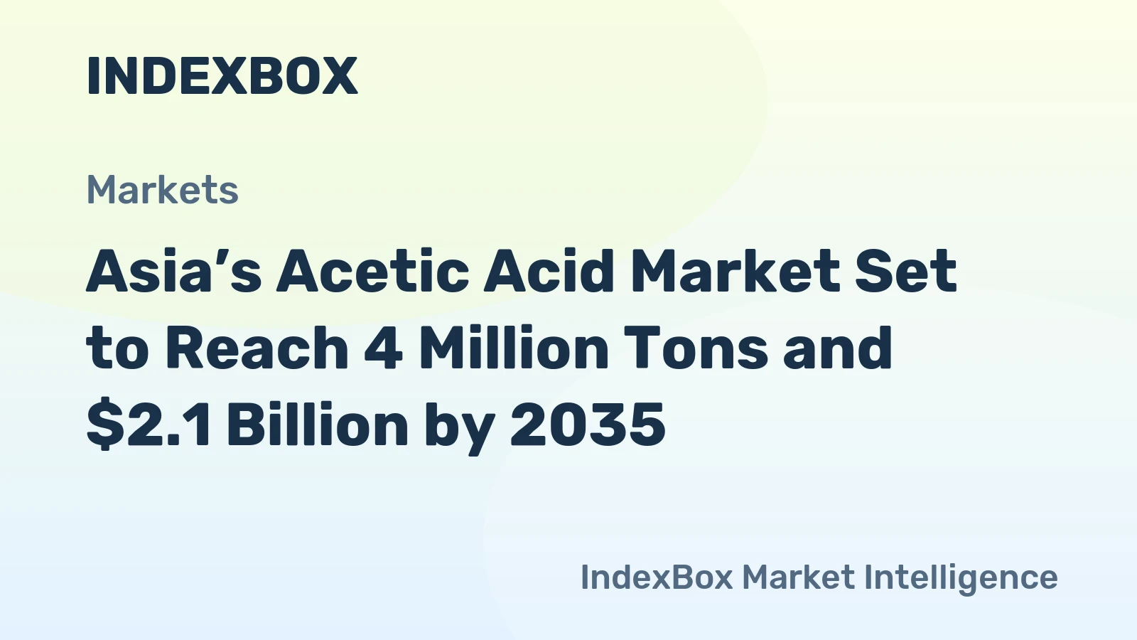 Asia’s Acetic Acid Market Set to Reach 4 Million Tons and $2.1 Billion by 2035