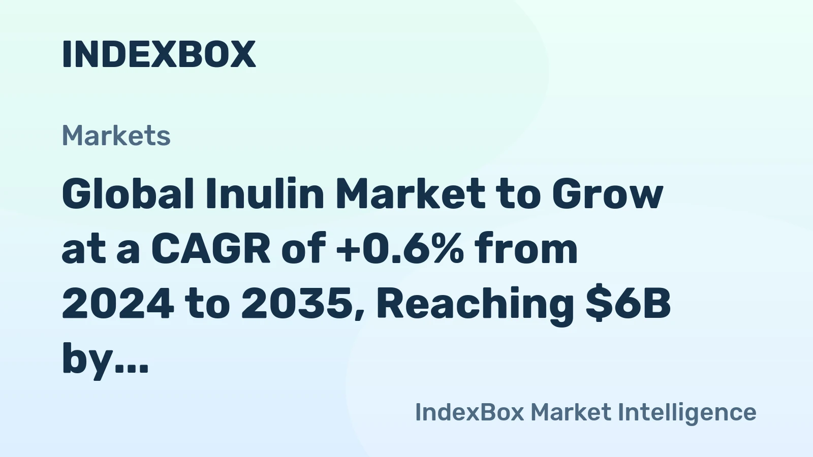 Global Inulin Market to Grow at a CAGR of +0.6% from 2024 to 2035, Reaching $6B by 2035