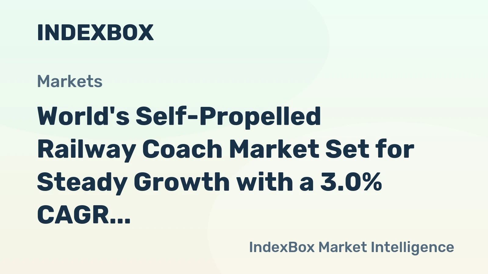 World's Self-Propelled Railway Coach Market Set for Steady Growth with a 3.0% CAGR in Value Through 2035