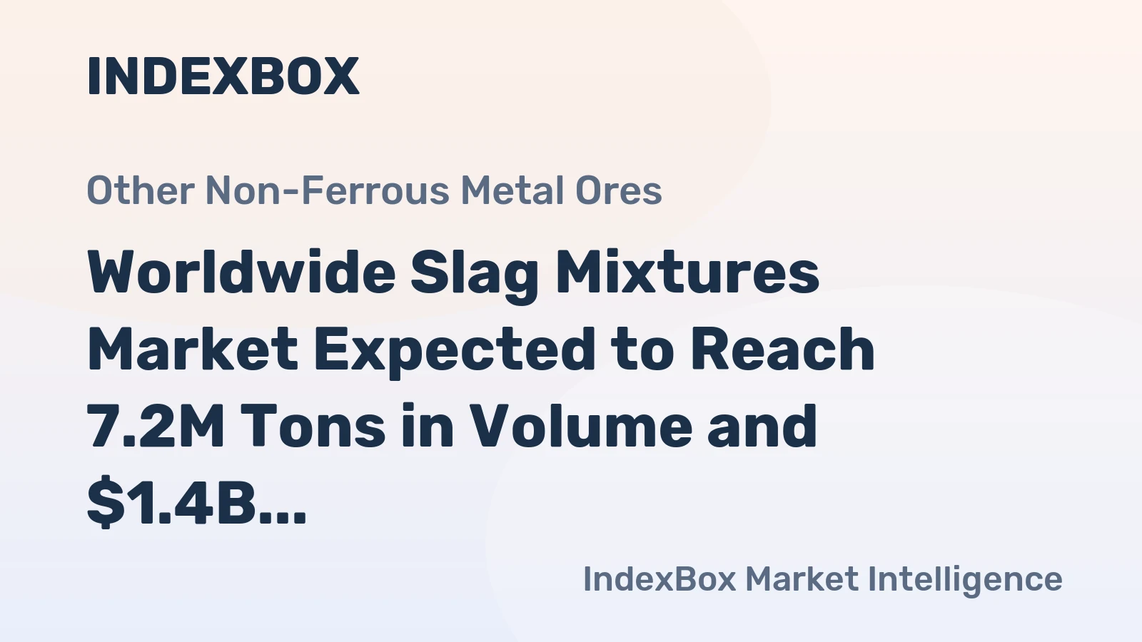 Worldwide Slag Mixtures Market Expected to Reach 7.2M Tons in Volume and $1.4B in Value by 2035