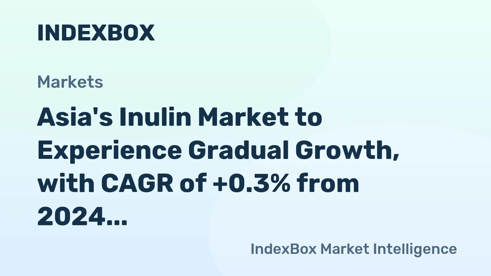 Asia's Inulin Market to Experience Gradual Growth, with CAGR of +0.3% from 2024 to 2035