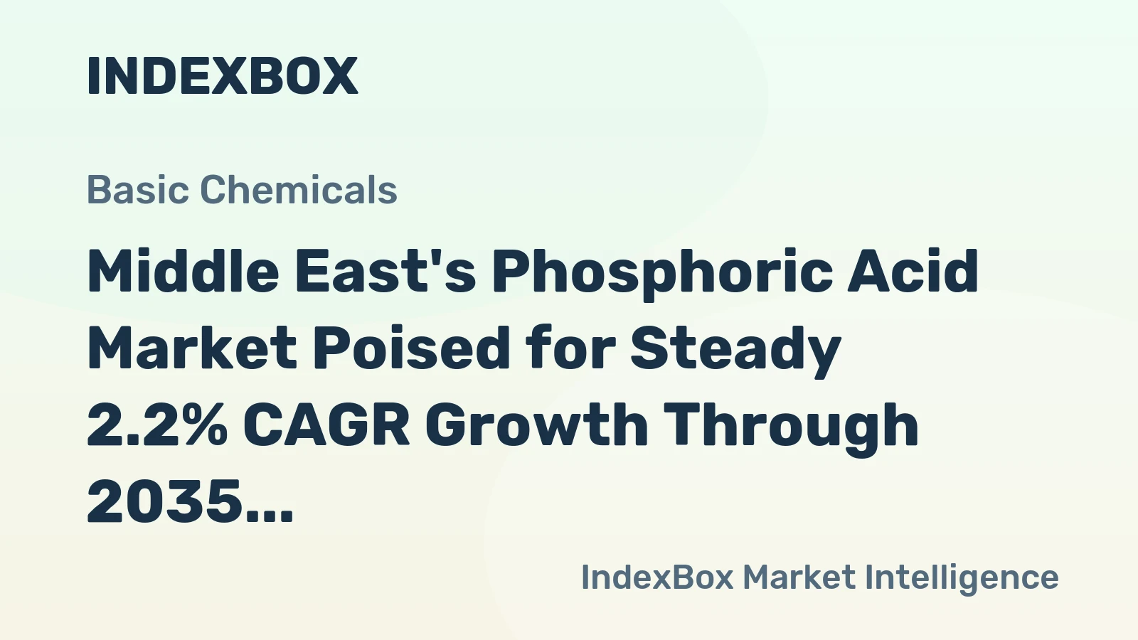 Middle East's Phosphoric Acid Market Poised for Steady 2.2% CAGR Growth Through 2035