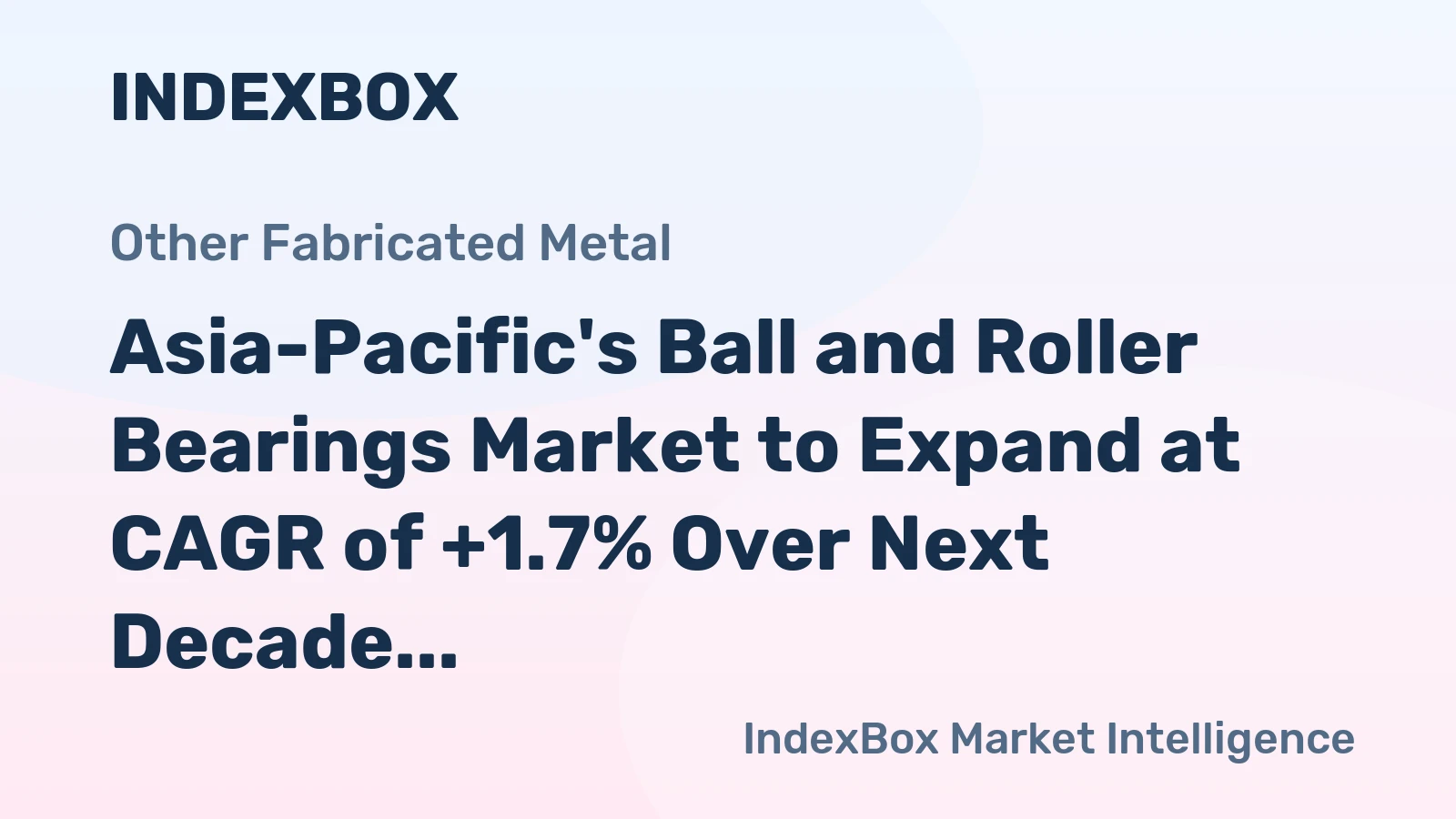 Asia-Pacific's Ball and Roller Bearings Market to Expand at CAGR of +1.7% Over Next Decade, Reaching $80B by 2035