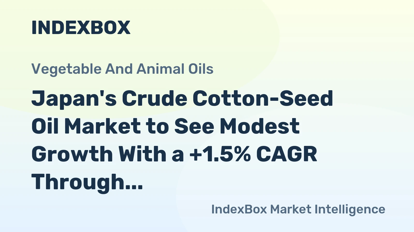 Japan's Crude Cotton-Seed Oil Market to See Modest Growth With a +1.5% CAGR Through 2035