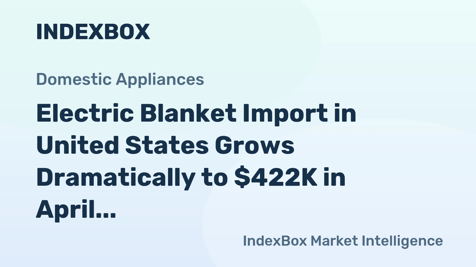 Electric Blanket Import in United States Grows Dramatically to $422K in April 2023