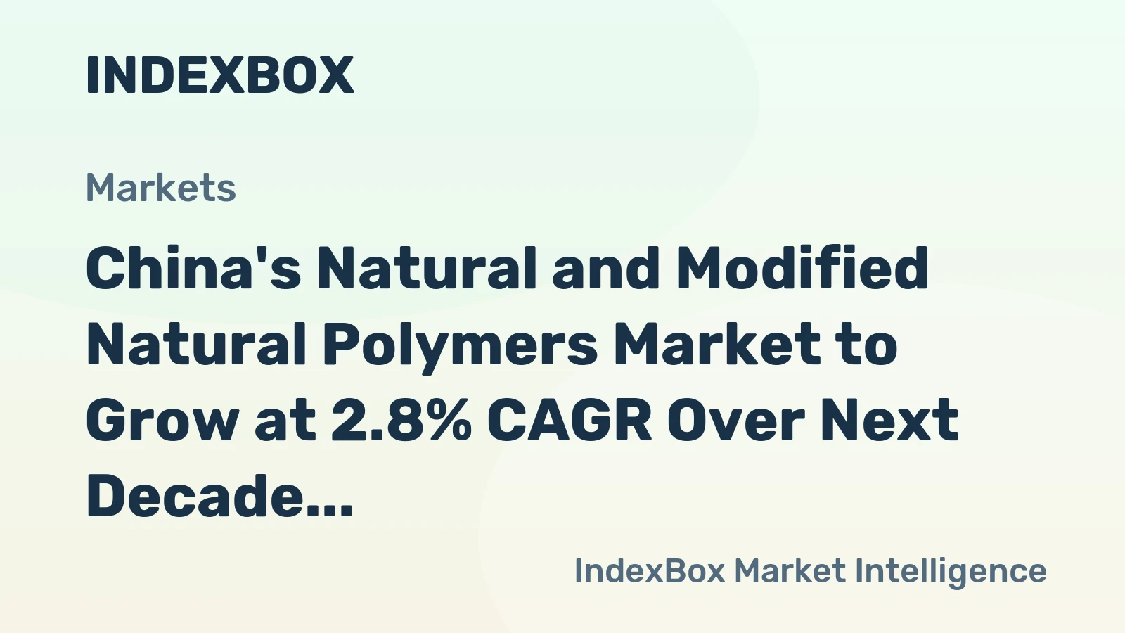 China's Natural and Modified Natural Polymers Market to Grow at 2.8% CAGR Over Next Decade, Reaching 2.3M Tons by 2035
