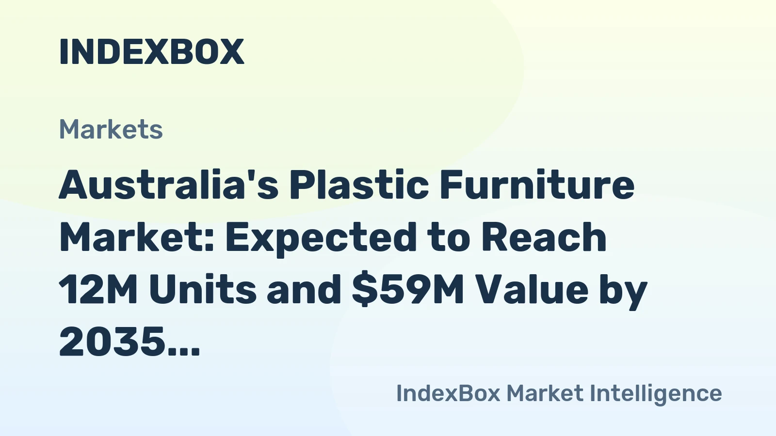 Australia's Plastic Furniture Market: Expected to Reach 12M Units and $59M Value by 2035