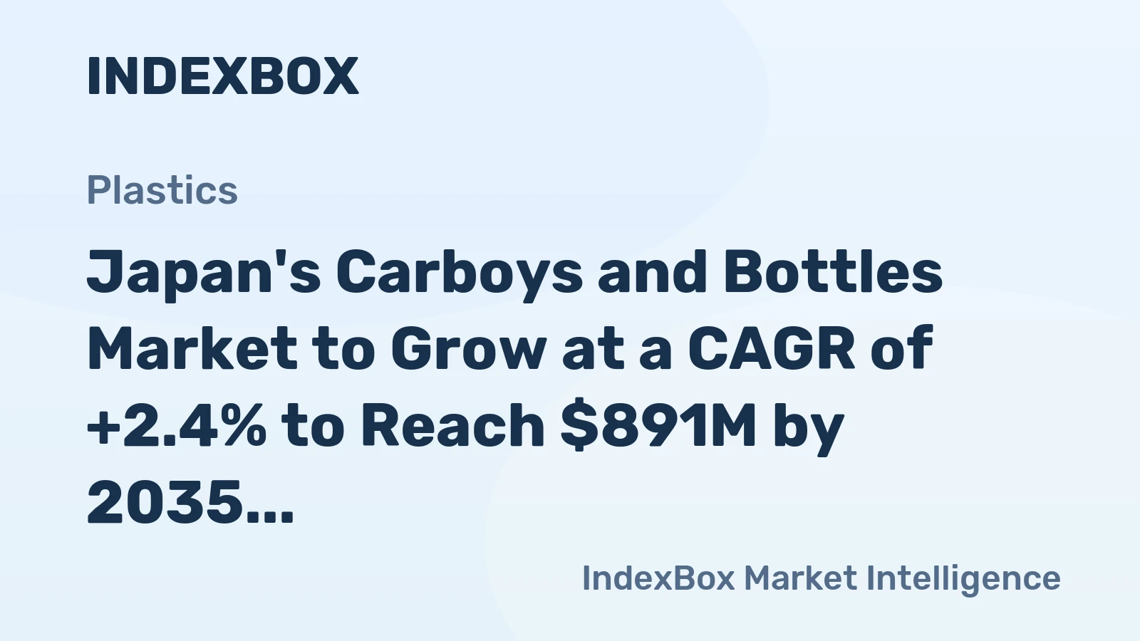 Japan's Carboys and Bottles Market to Grow at a CAGR of +2.4% to Reach $891M by 2035