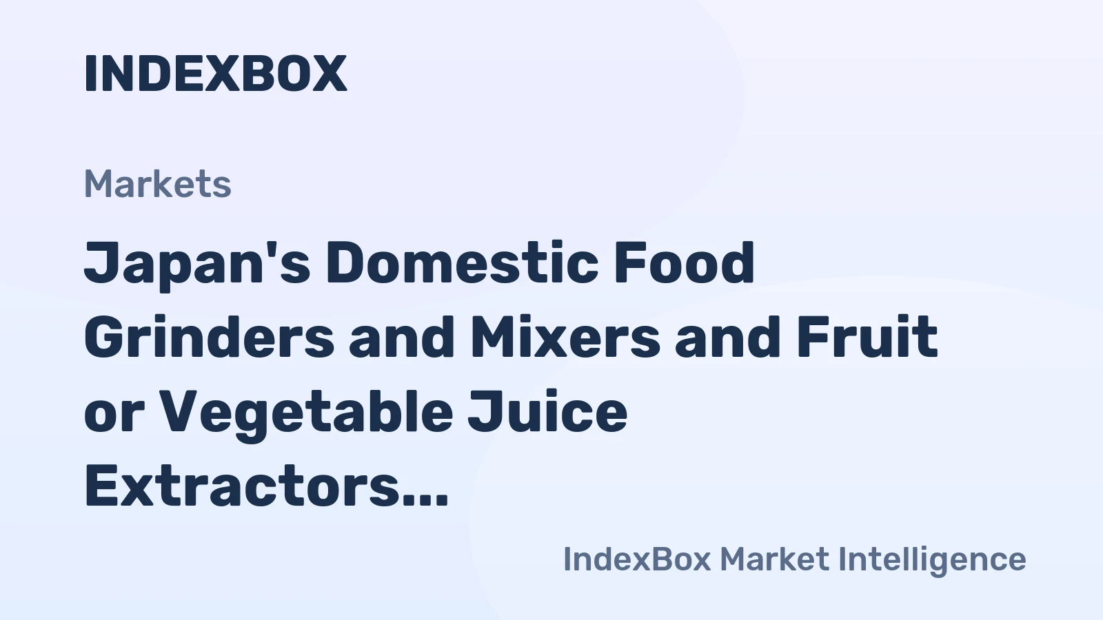 Japan's Domestic Food Grinders and Mixers and Fruit or Vegetable Juice Extractors Market to Reach 5.1M Units and $137M by 2035