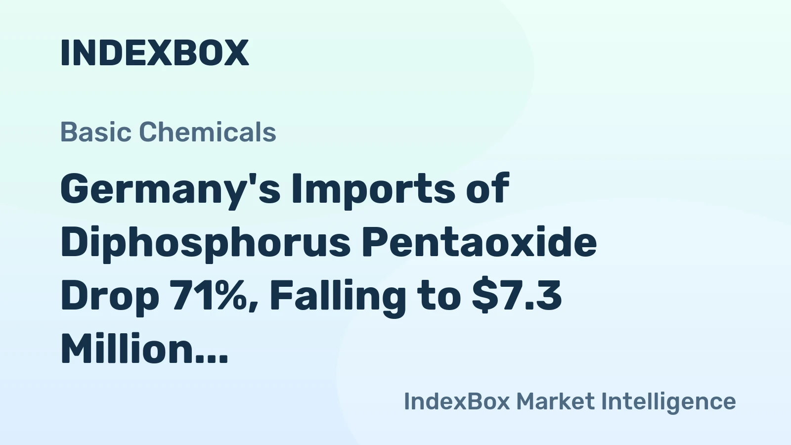 Germany's Imports of Diphosphorus Pentaoxide Drop 71%, Falling to $7.3 Million in 2023