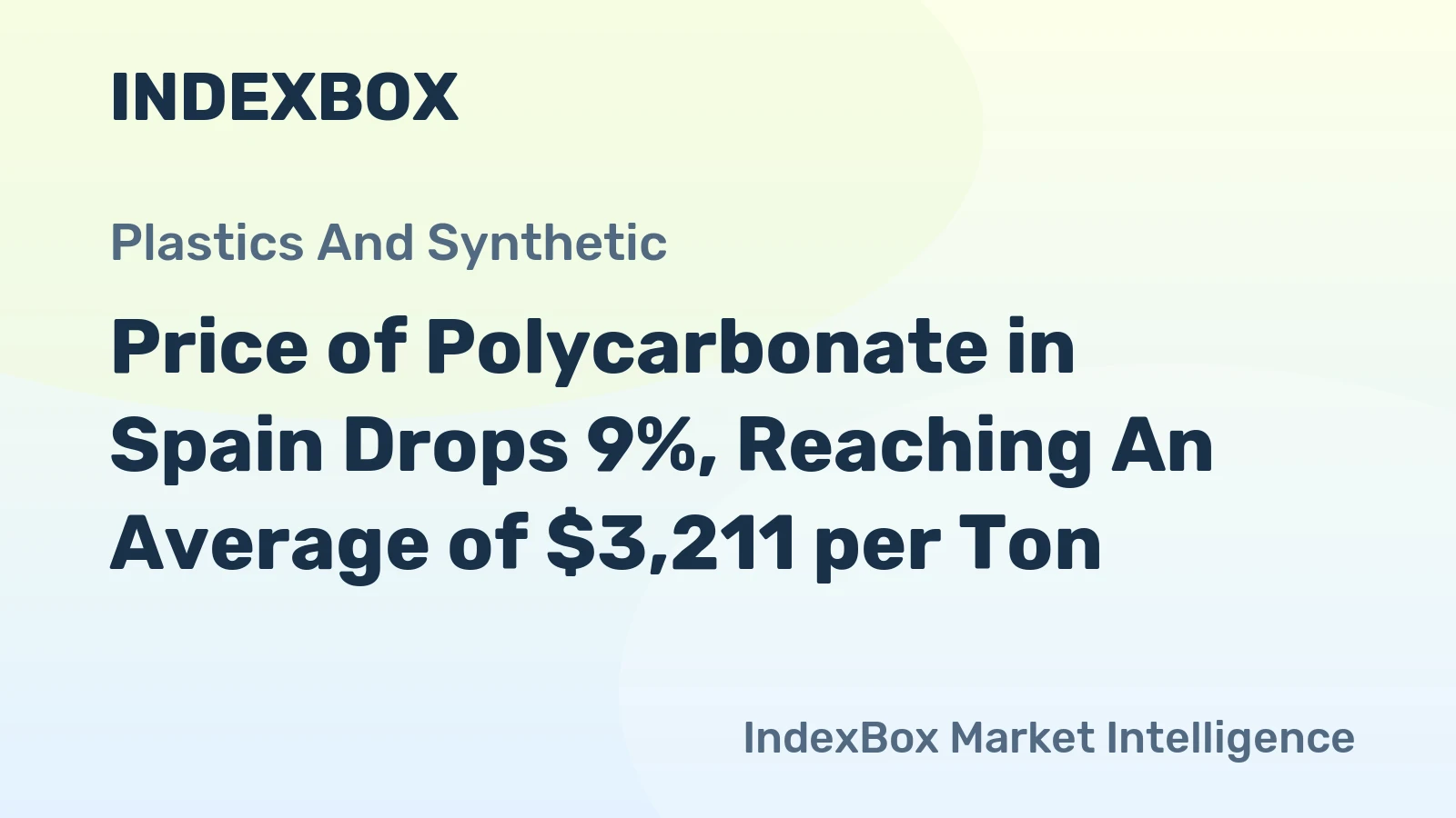 Price of Polycarbonate in Spain Drops 9%, Reaching An Average of $3,211 per Ton