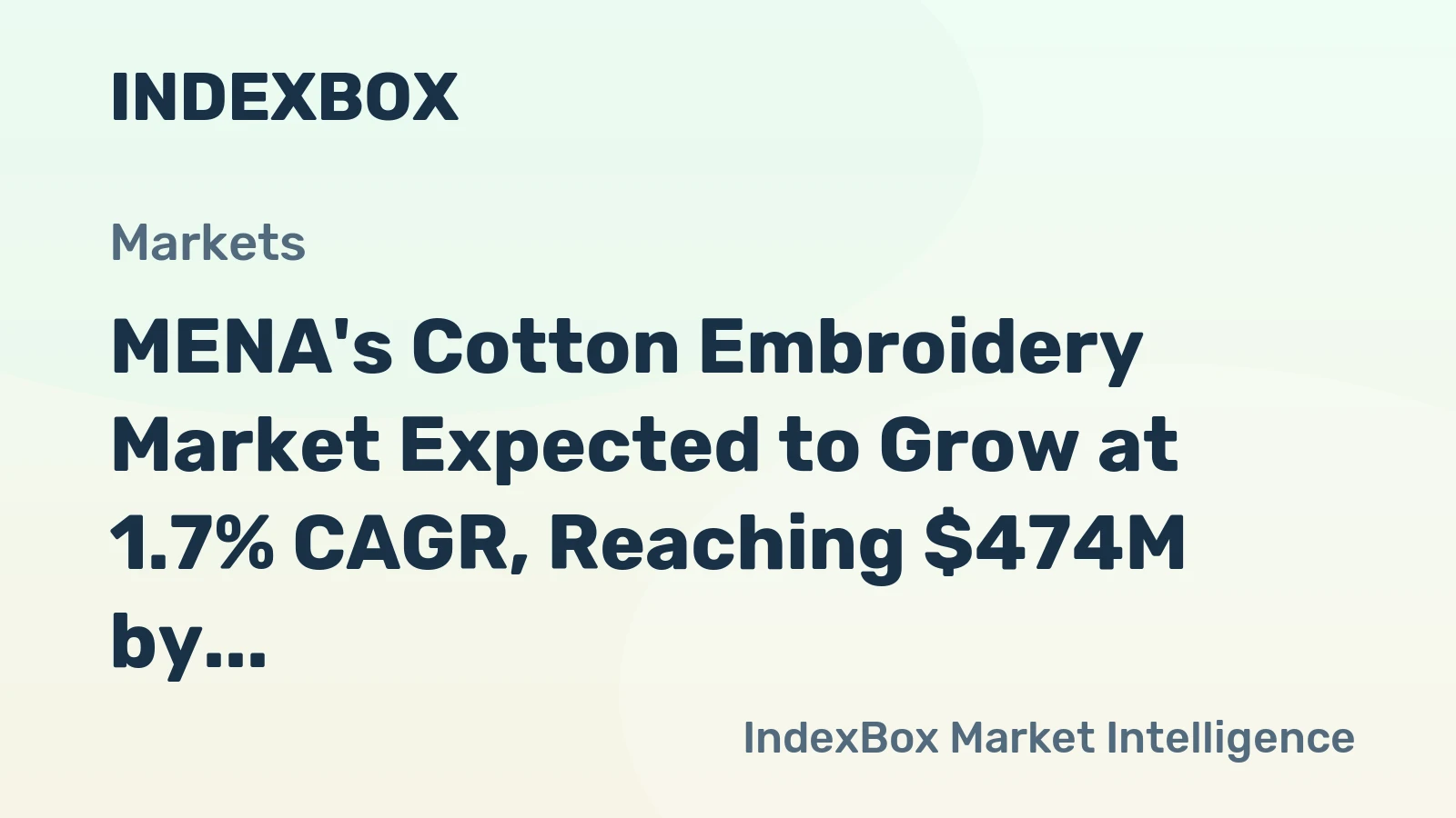 MENA's Cotton Embroidery Market Expected to Grow at 1.7% CAGR, Reaching $474M by 2035