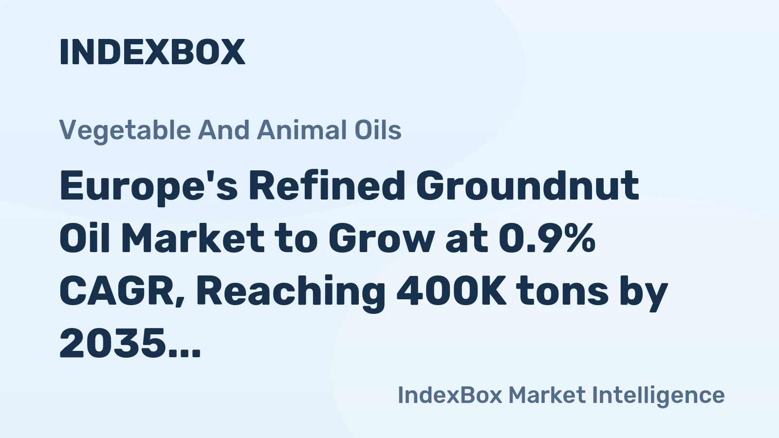 Europe's Refined Groundnut Oil Market to Grow at 0.9% CAGR, Reaching 400K tons by 2035