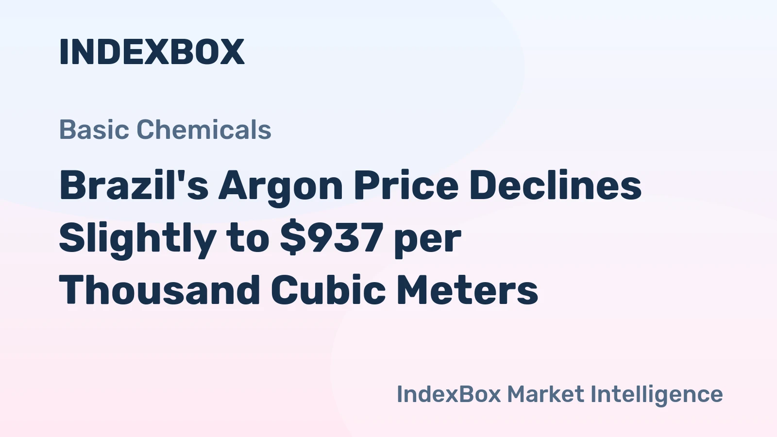 Brazil's Argon Price Declines Slightly to $937 per Thousand Cubic Meters