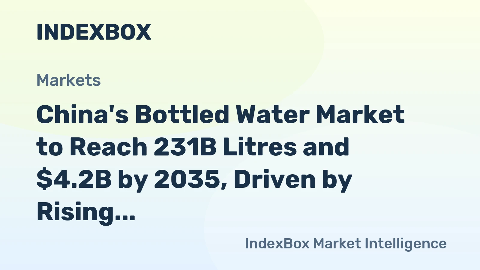 China's Bottled Water Market to Reach 231B Litres and $4.2B by 2035, Driven by Rising Demand