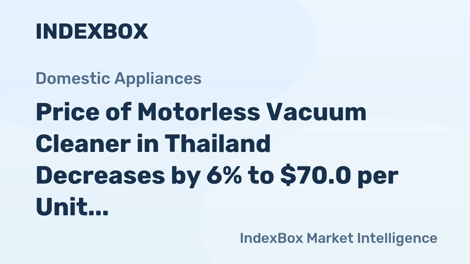Price of Motorless Vacuum Cleaner in Thailand Decreases by 6% to $70.0 per Unit