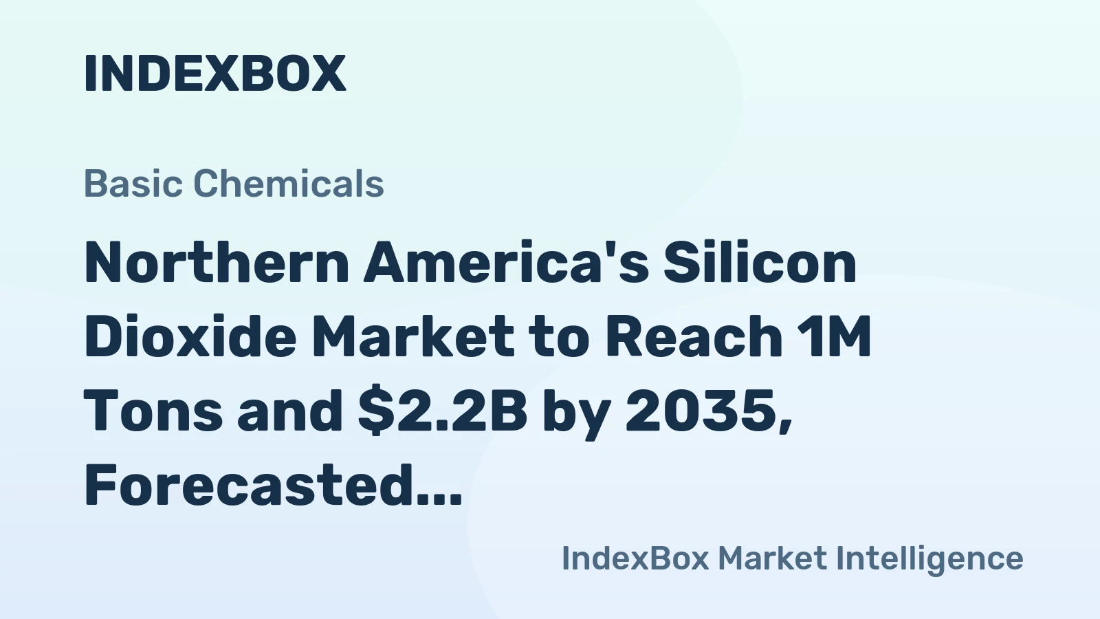 Northern America's Silicon Dioxide Market to Reach 1M Tons and $2.2B by 2035, Forecasted Growth of +0.1% in Volume and +0.2% in Value