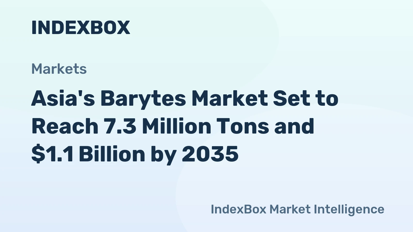 Asia's Barytes Market Set to Reach 7.3 Million Tons and $1.1 Billion by 2035
