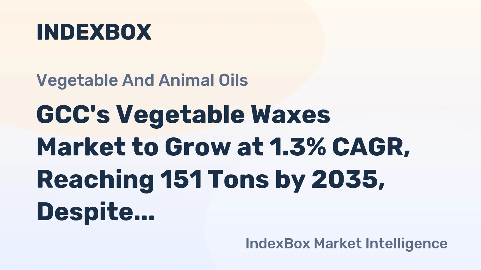 GCC's Vegetable Waxes Market to Grow at 1.3% CAGR, Reaching 151 Tons by 2035, Despite Recent Contraction.