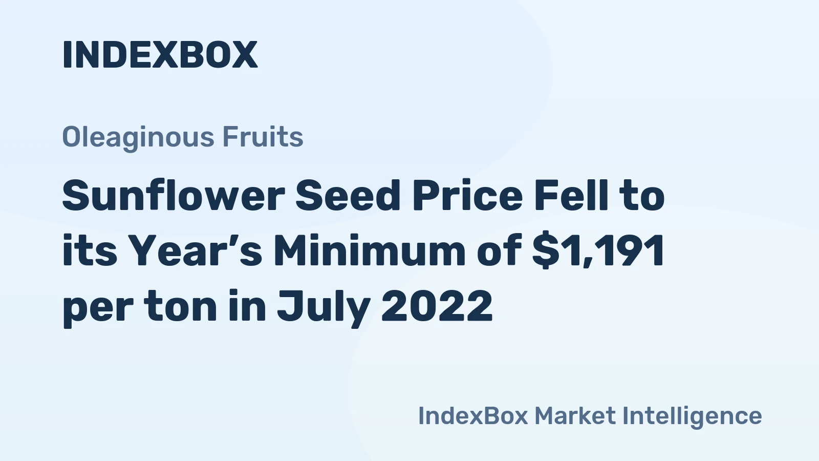 Sunflower Seed Price Fell to its Year’s Minimum of $1,191 per ton in July 2022